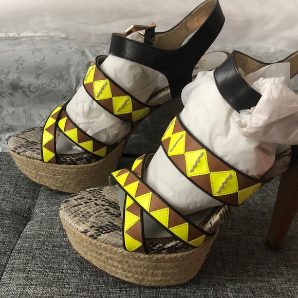 Sam Edelman | Shoes | Sam Edelman Platform Neon Tribal Sandals | Poshmark